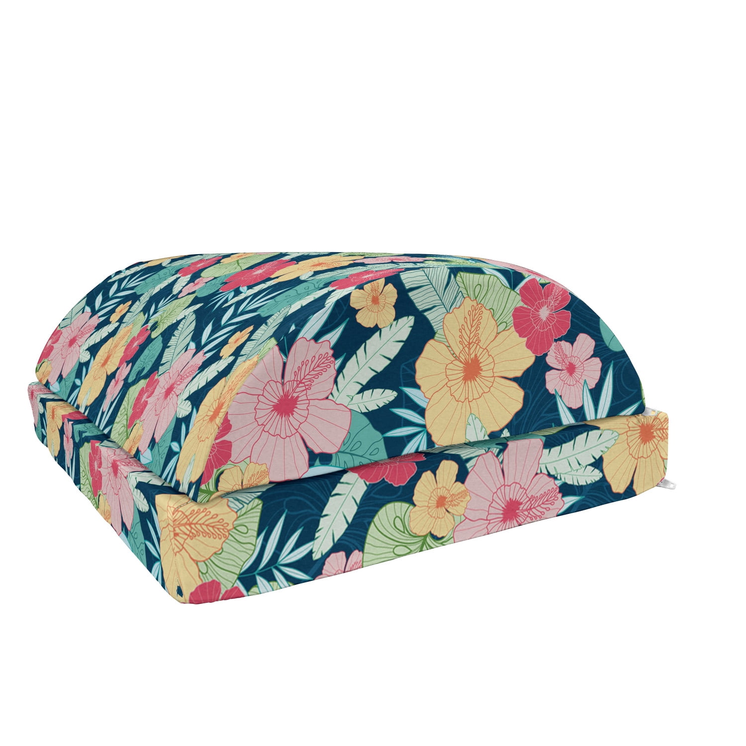 Floral Foot Rest, Hibiscus Flower and Leaves Tropical Summer Flair ...