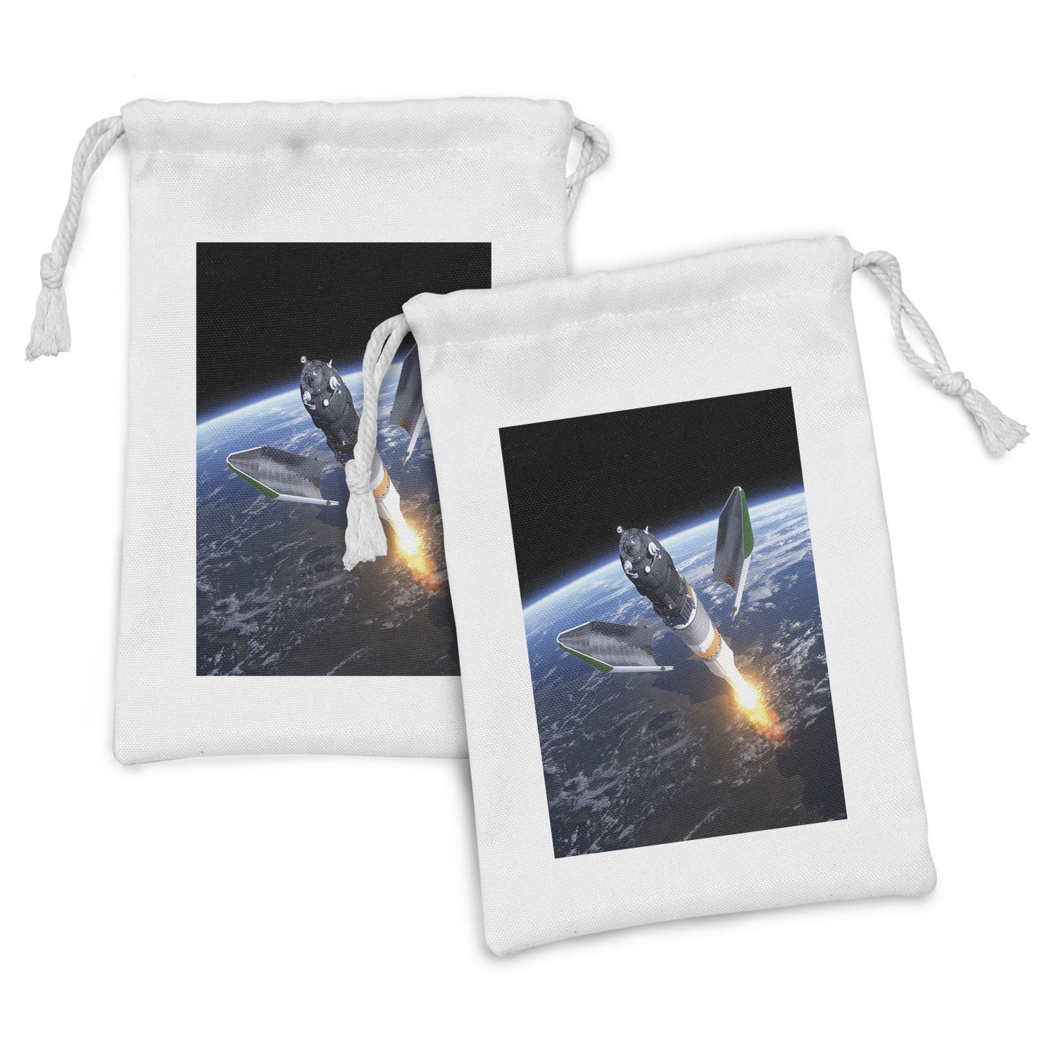 Outer Space Fabric Pouch Set of 2, Launch of Cargo Spacecraft in ...