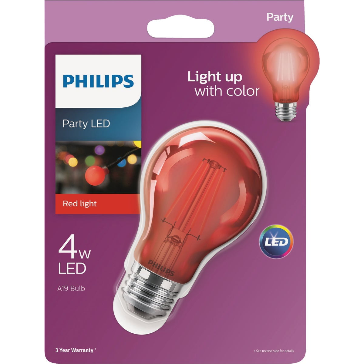 Philips Red A19 Medium 4W Indoor/Outdoor LED Decorative Party Light ...