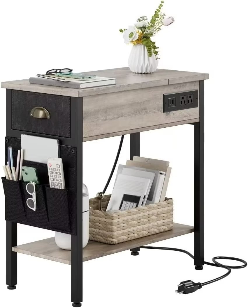 End Table with Charging Station, Side Table with USB Ports and Outlets ...