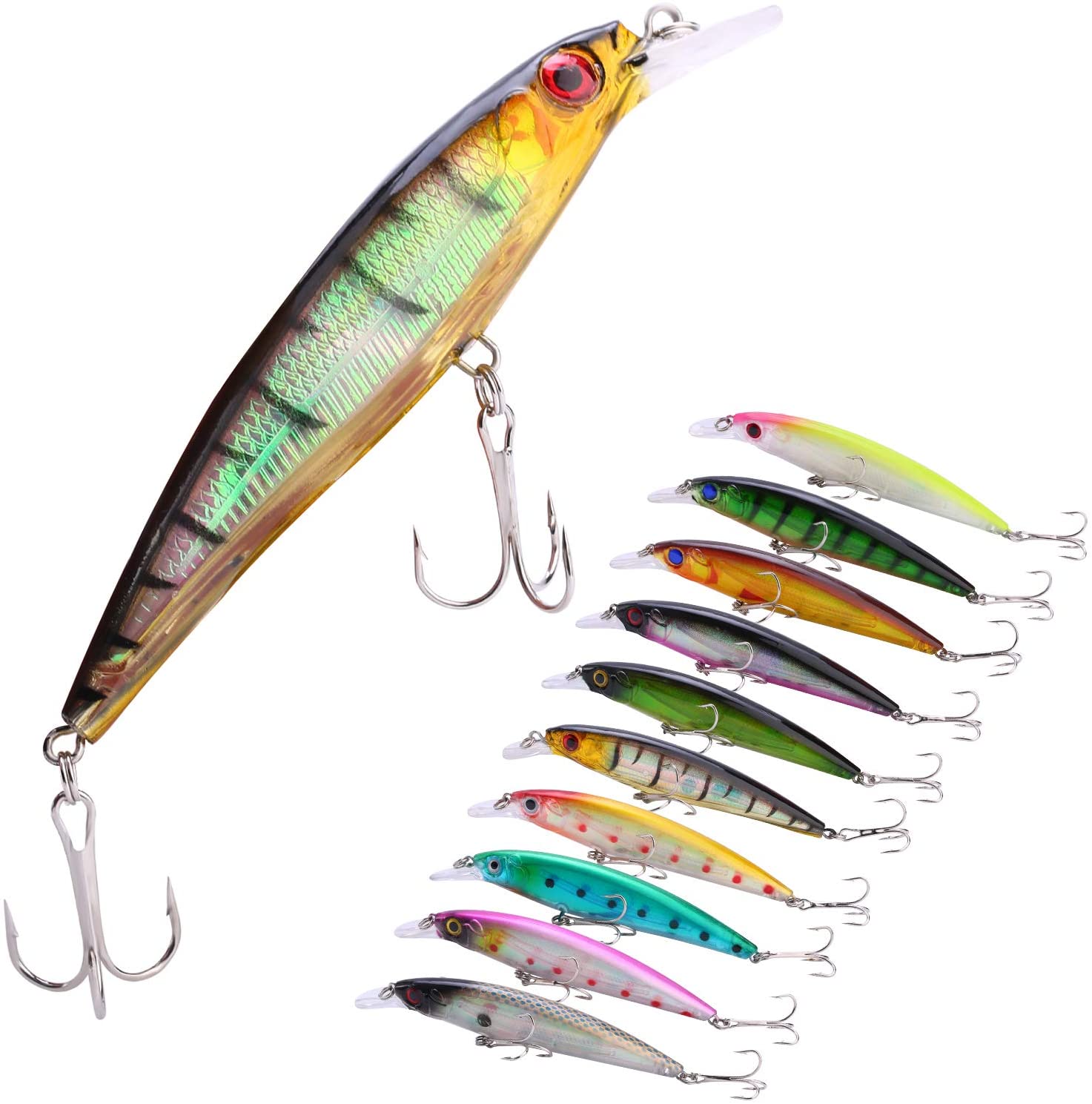 Sougayilang Minnow Fishing Lures Crankbaits Combo Hard Swimbaits Boat ...