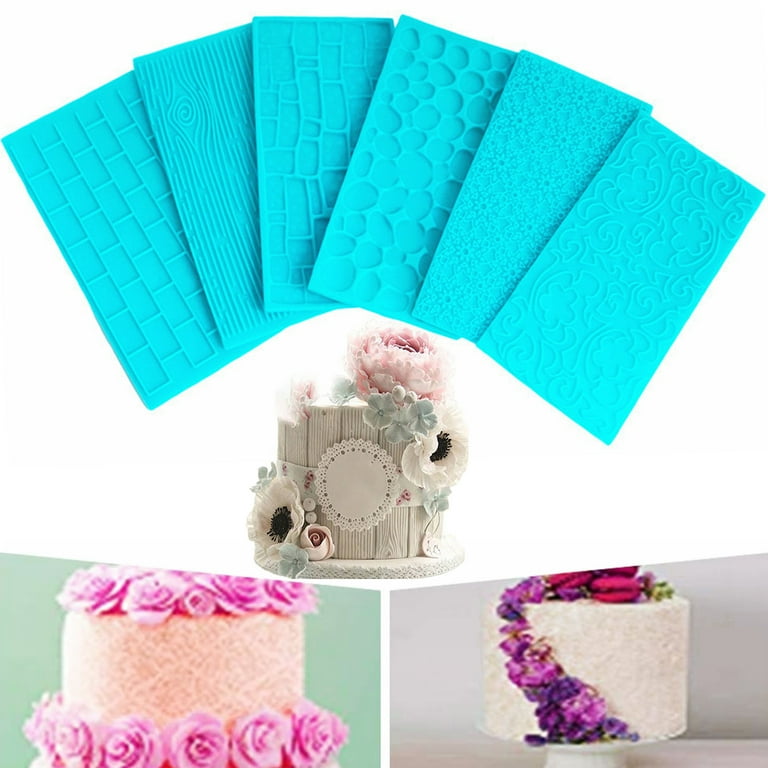 6Pcs/Set Plastic Embossing Fondant Icing Chocolate Cake Set Brick, Wood ...