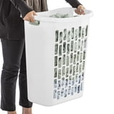 Mainstays Rectangular Open Plastic Hamper, for Narrow Spaces, White ...