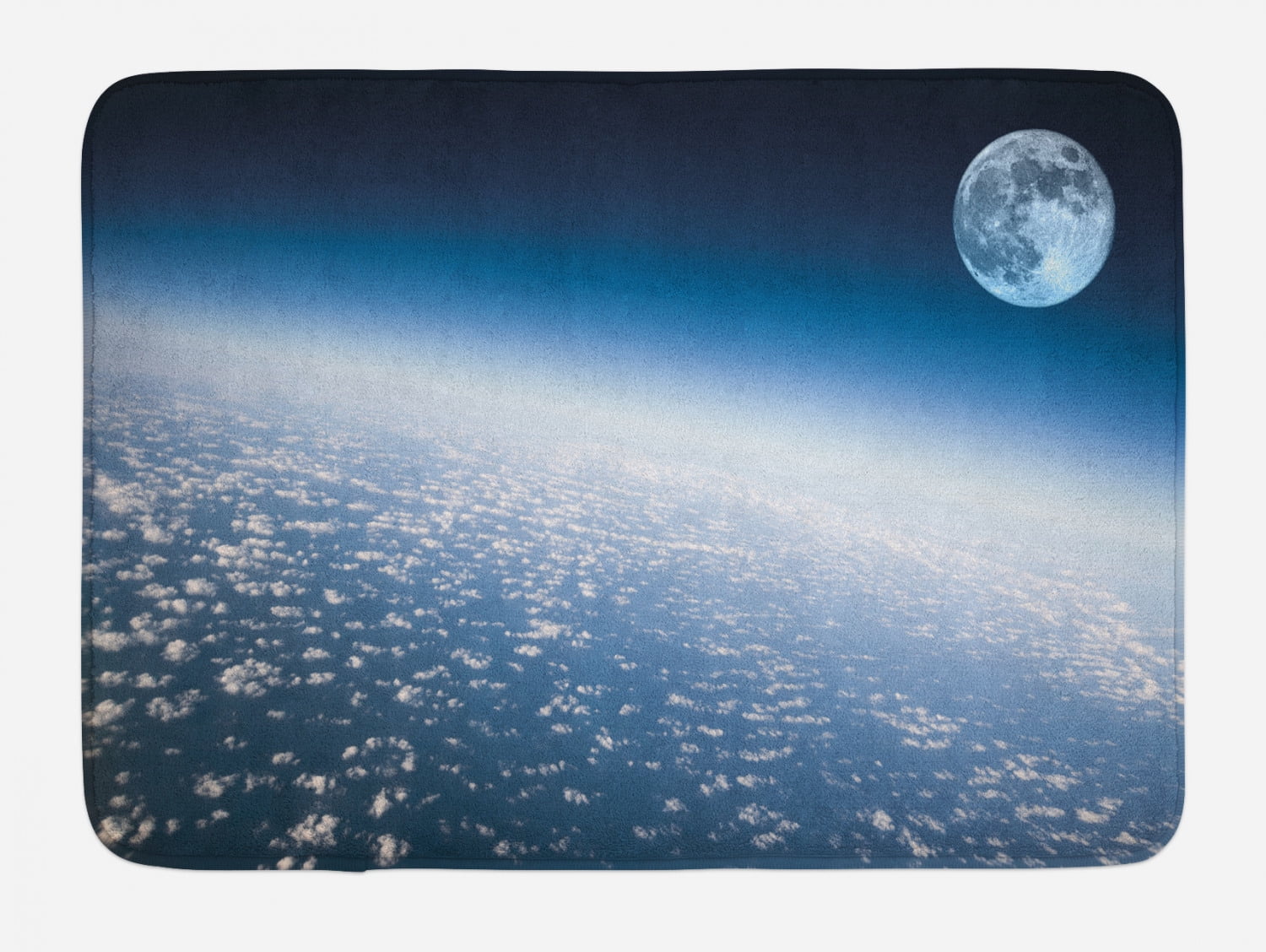 Space Bath Mat, Aerial Atmosphere View of the Planet Earth with Moon ...