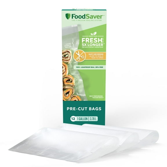 (5 pack) FoodSaver Gallon Pre-Cut Vacuum Seal Bags, Easy Use Vacuum ...