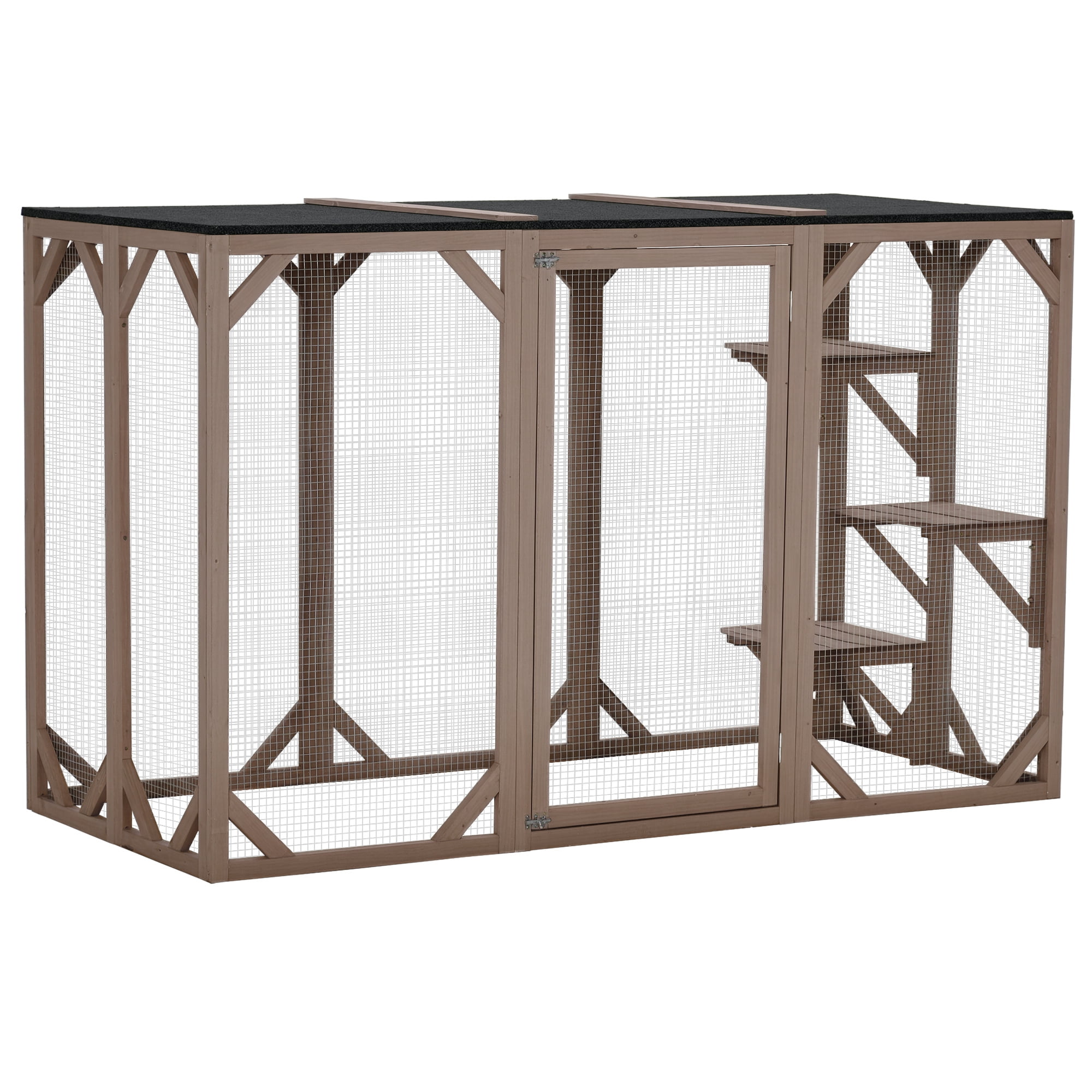 Click here for Pawhut Cat Cage Outdoor Wooden Pet House  Camel  7... prices