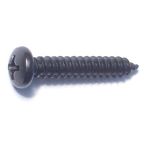 #10 x 1-1/2" Black Steel Phillips Pan Head Sheet Metal Screws (8 pcs ...
