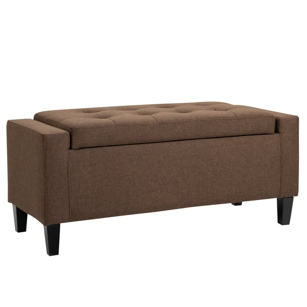 Homcom Linen Storage Ottoman Bench Storage Chest Tufted Ottoman Cube