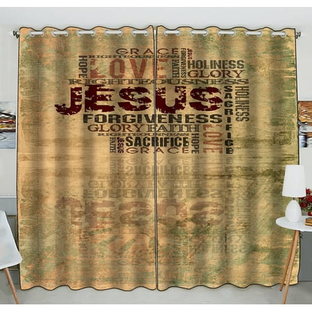 EREHome Religious Words on Background Blackout Window Curtain Drapery ...