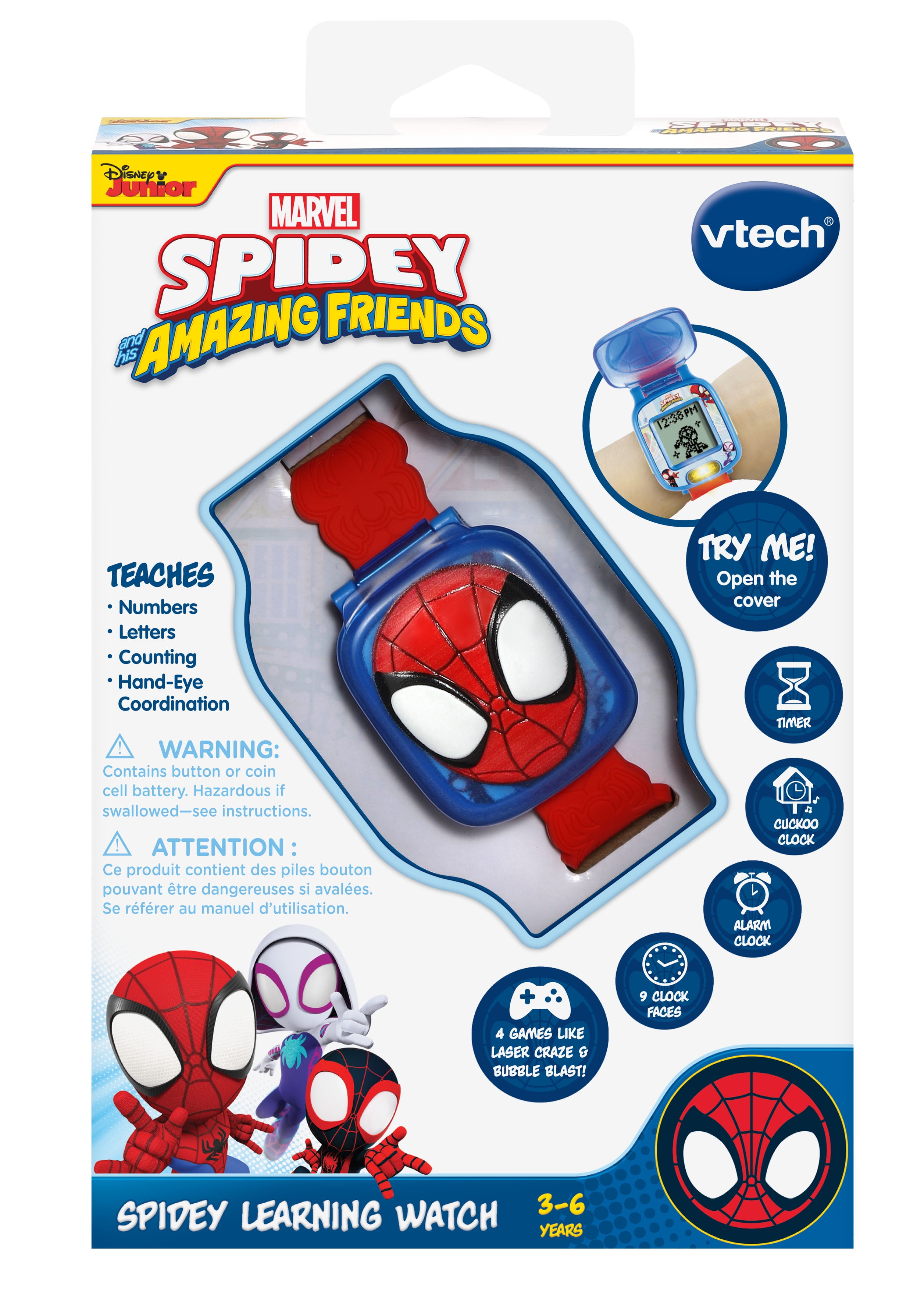 Buy VTech Spidey and His Amazing Friends Spidey Learning Watch with Time Teaching Tools ...