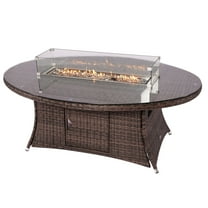 Deko Living 20lbs Propane Fire Pit Table, Wicker Patio Outdoor Dining ...