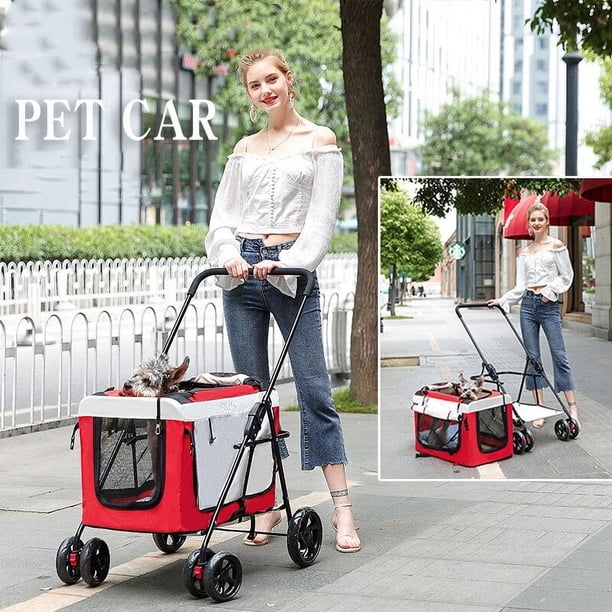 2 in 1 Pet Baby Stroller Newborn Cat Stroller Dog Pull Cart Dog Double ...