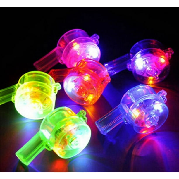 8 PCS Light Up Whistles LED Flashing Blinking Favors Rave Lanyard ...
