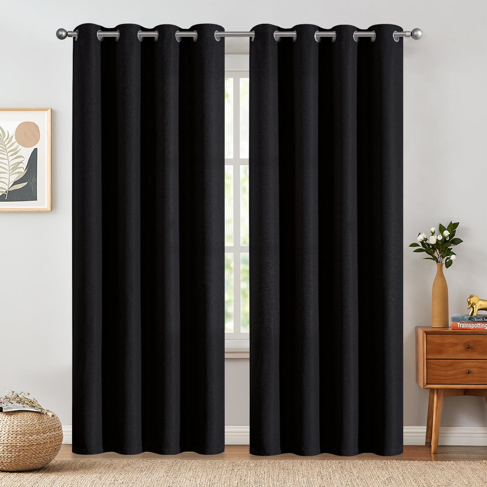Click here for Curtainking Room Darkening Curtains 90 Inch Black... prices