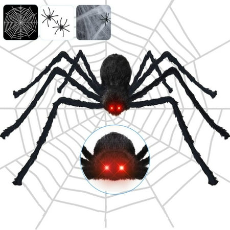 Halloween Spider Decoration Outdoor, 4.1 ft Giant Spider + 12ft Spider ...