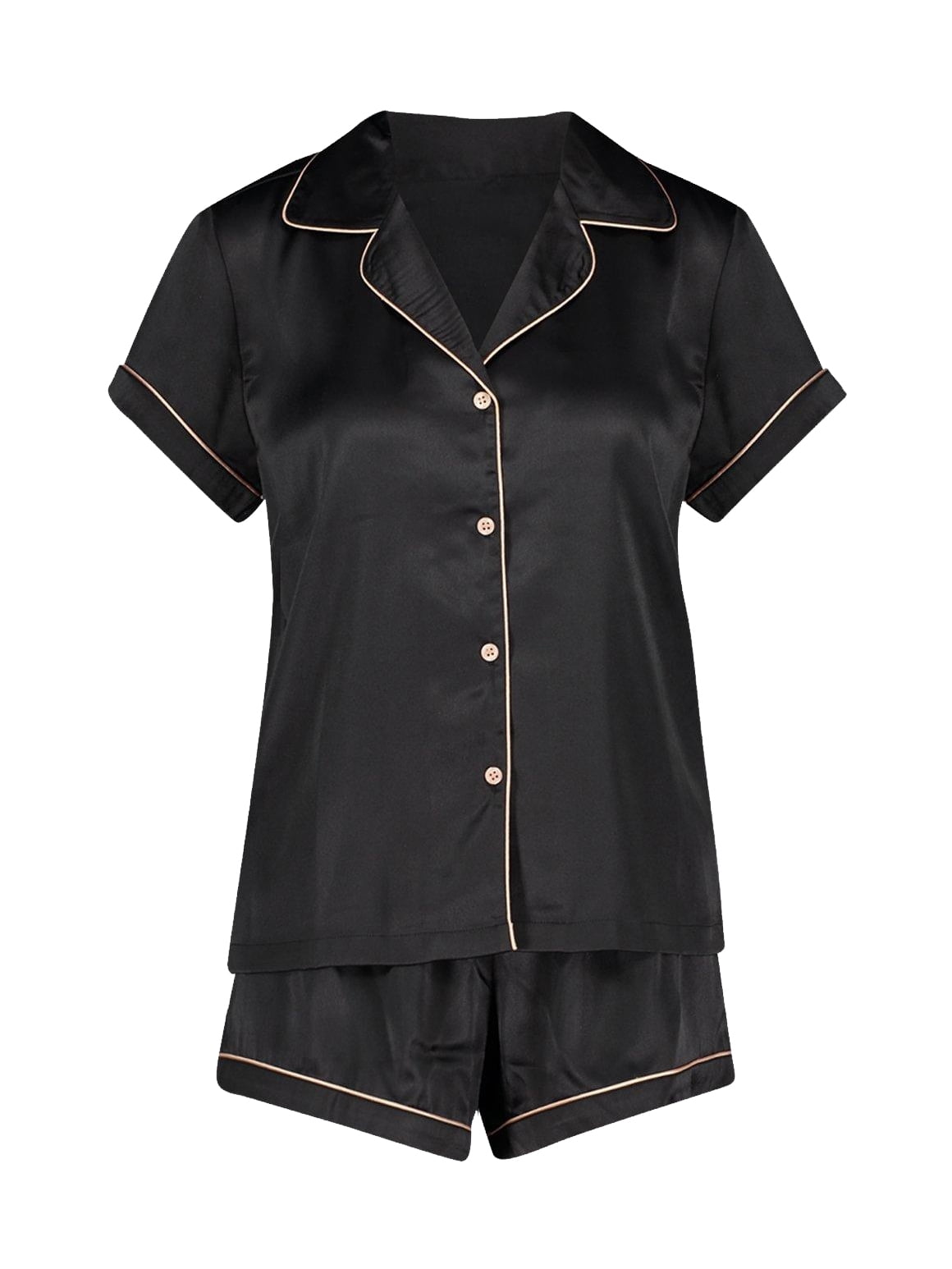 Womens Satin Short Pajamas Set Sleepwear Button Down Two-piece Pj Sets ...