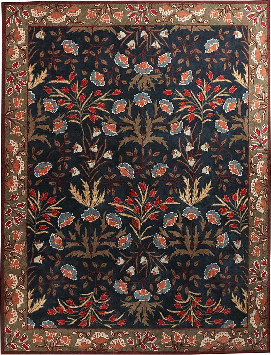 New Adeline Multi Blue Traditional Oriental Old Style Handmade Tufted ...