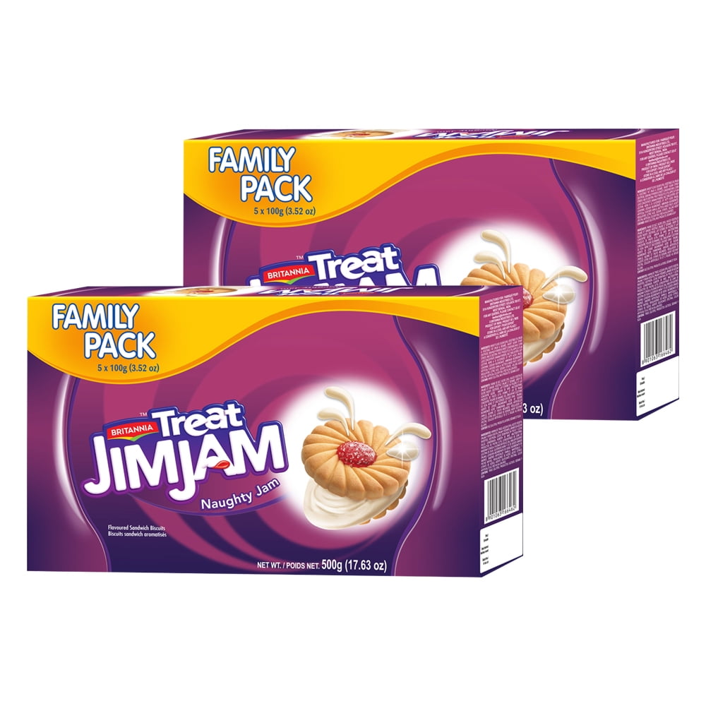 Britannia Treat Naughty Jim Jam Sandwich Biscuits 17.62oz (500g ...