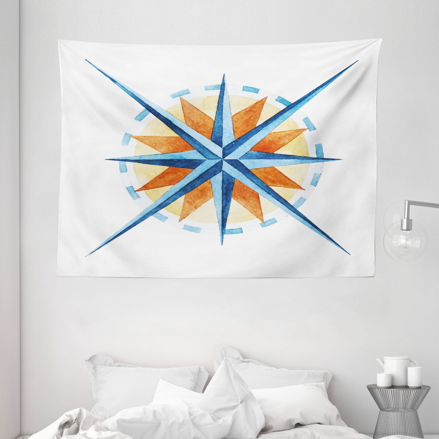 Compass Tapestry, Watercolor Directions North South East West Windrose ...