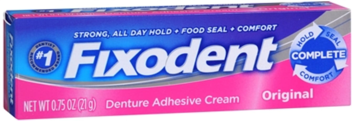 Fixodent Denture Adhesive Cream Original 0.75 oz - Walmart.com ...