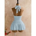 Blue Halter Twist Ruched Bodycon Mini Dress With Shell And Starfish ...