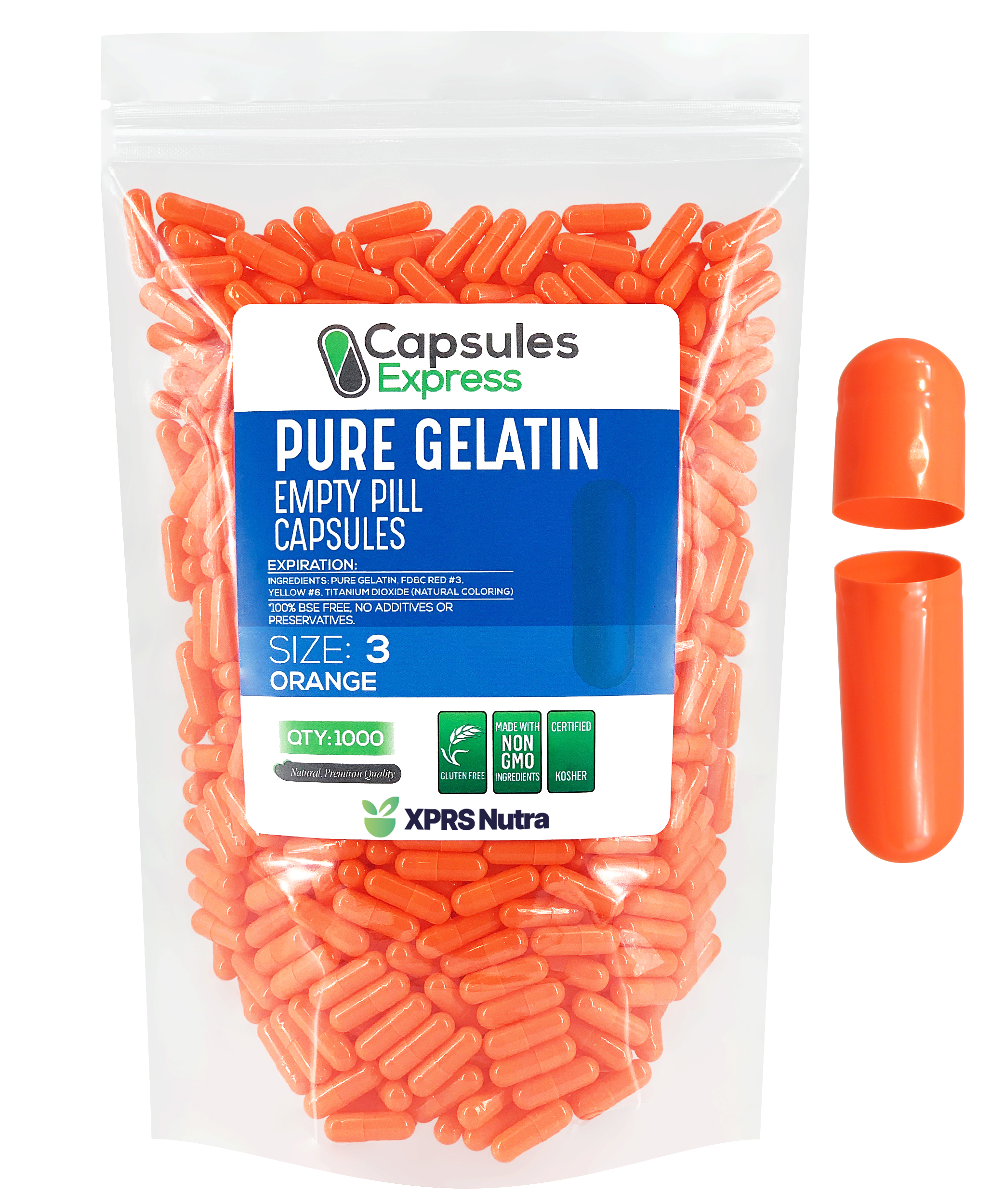 XPRS Nutra Size 3 Empty Capsules - 10,000 Count Colored Empty Gelatin ...