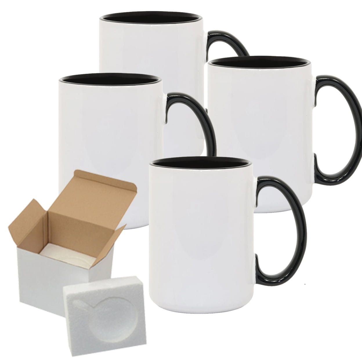 Mugsie 4 Pack El Grande 15 oz. Ceramic Sublimation Mugs - Inner/Handle ...