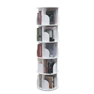 bimiti 5 Tier Rotating Bookshelf, 360° Revolving Bookcase 20 Shelves ...