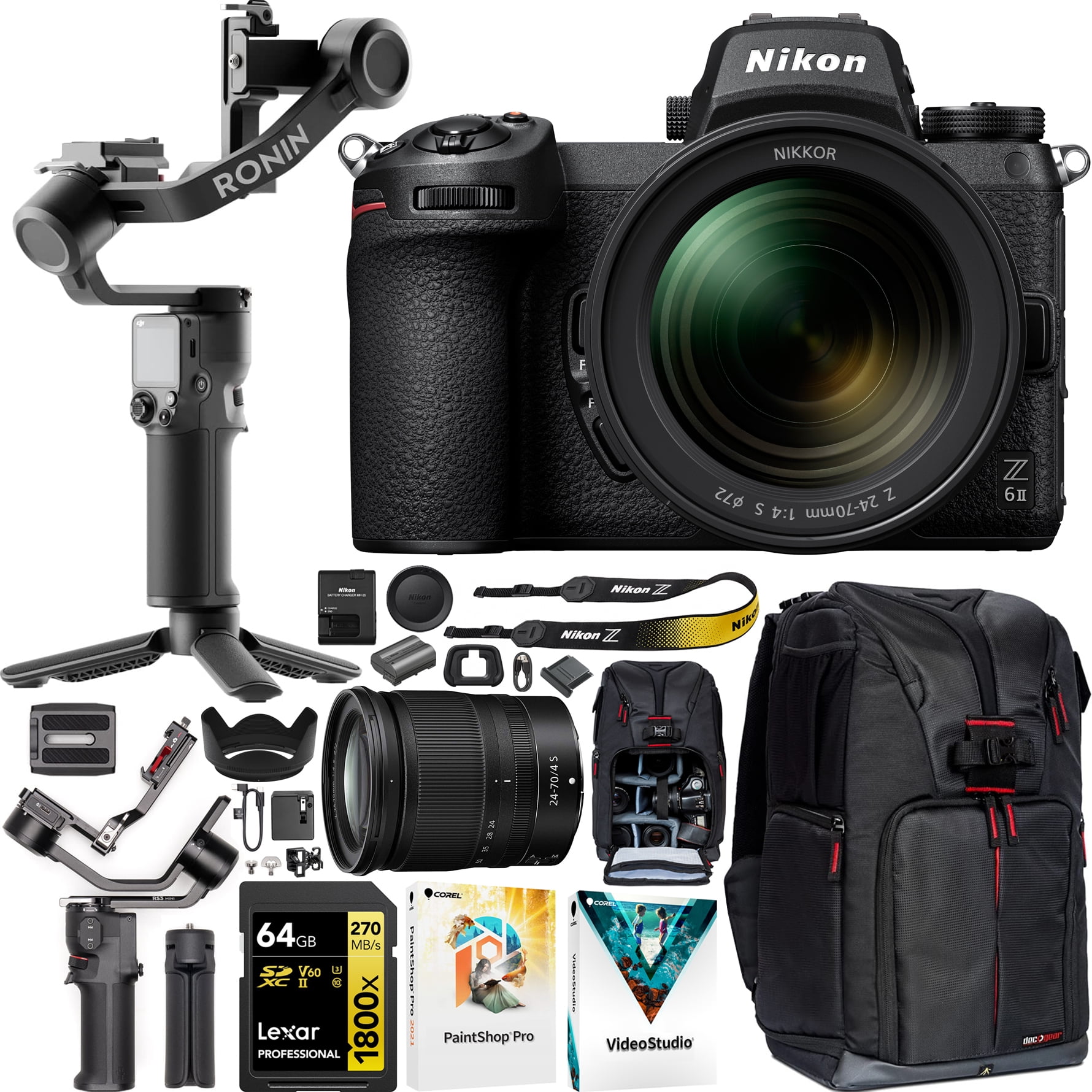 Nikon Z 6II Full Frame Mirrorless Camera 4K FX Body + 24-70mm F4 S Lens ...