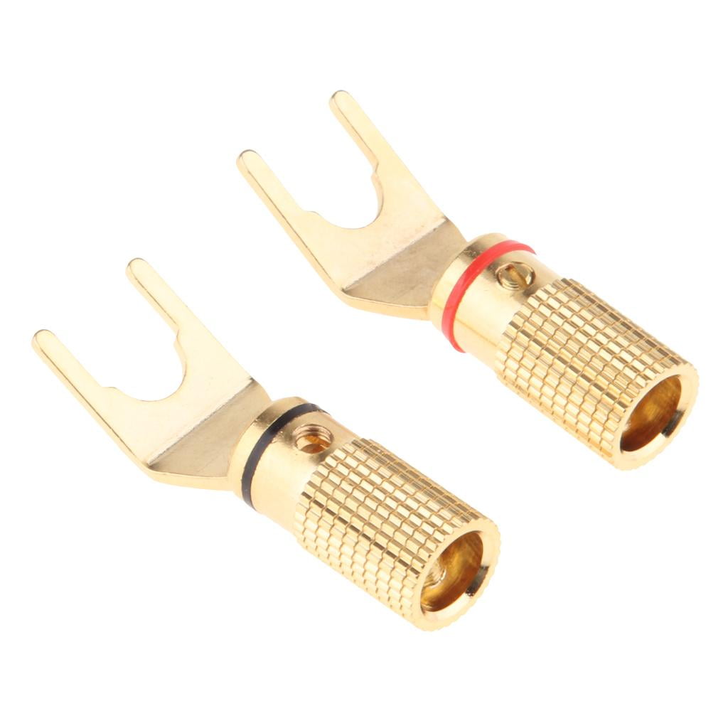 Y/ Gold Plated Copper Banana Plug Screw Spade Cable Wire Connectors ...