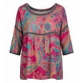 Womens Tshirt Crewneck 3/4 Sleeve Vintage Floral Hollow Boho Blouse ...
