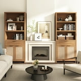 ARKANTOS Rattan 5 Shelf Bookcase with Doors Adjustable Shelf and ...