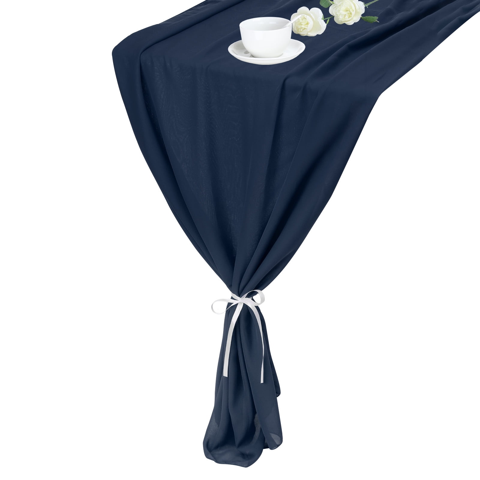 Click here for Uxcell Navy Blue Chiffon Table Runner 27.5 X 118 L... prices