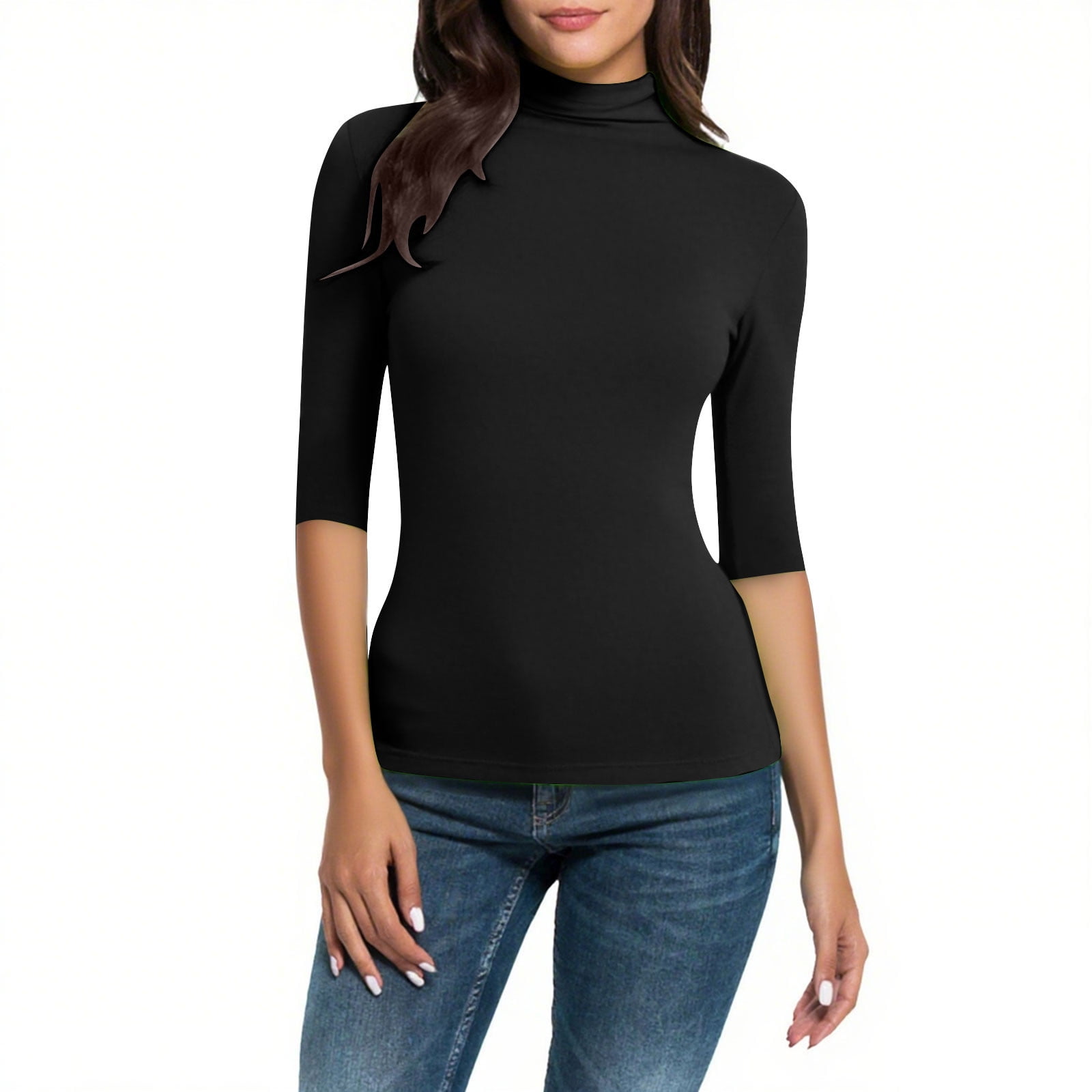 Click here for Liaqionyy Women Tops Mock Turtleneck Short Sleeve... prices