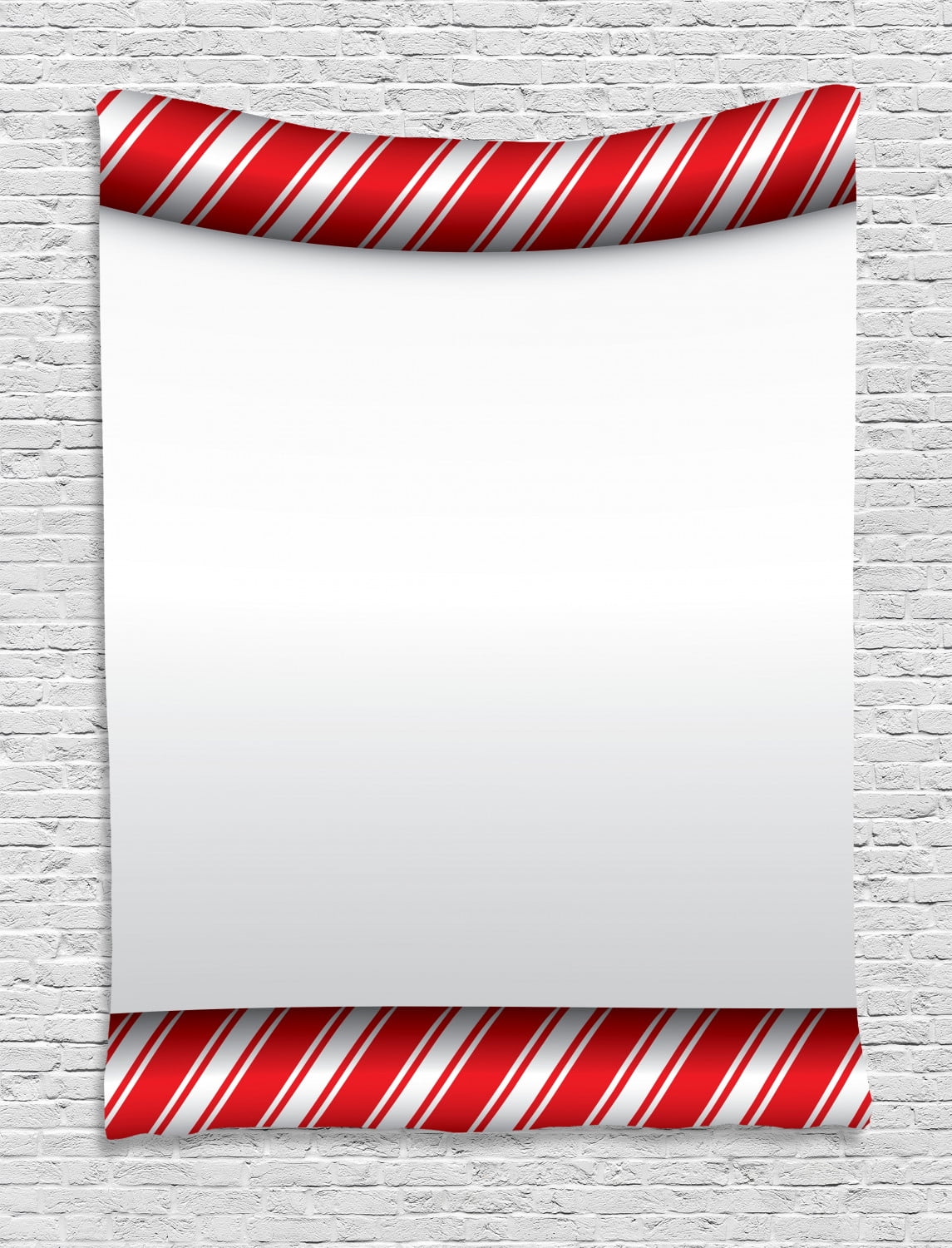 Candy Cane Tapestry, Horizontal Borders Frame with Red and White ...