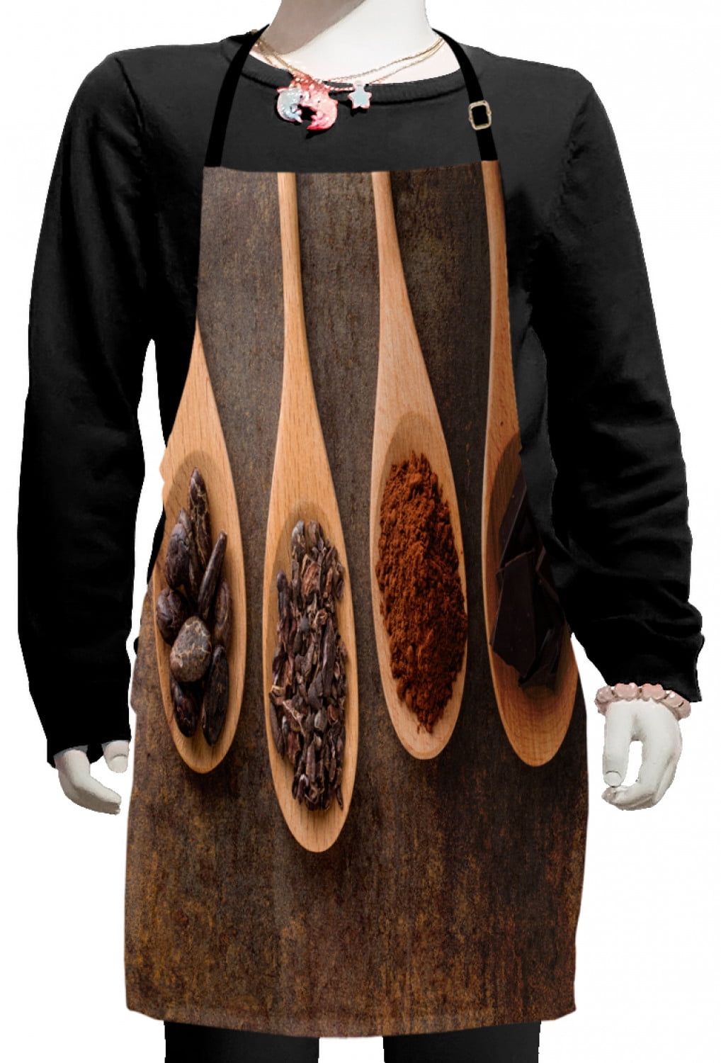 Chocolate Kids Apron, Cocoa and Dark Chocolate in Wooden Spoons Tasty ...