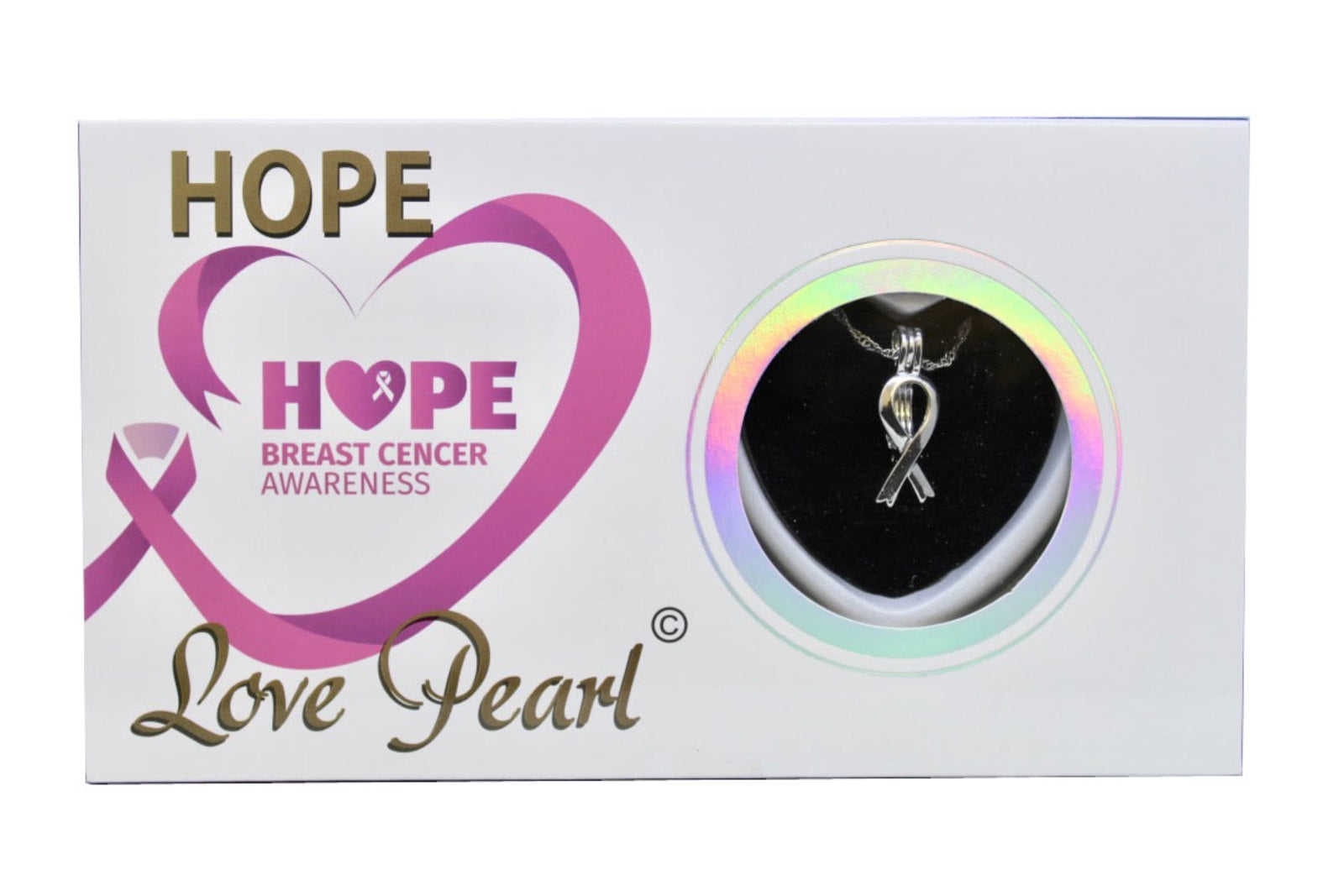 Hope Pink Ribbon Love Wish Pearl Kit Cultured Pearl Necklace Set with ...
