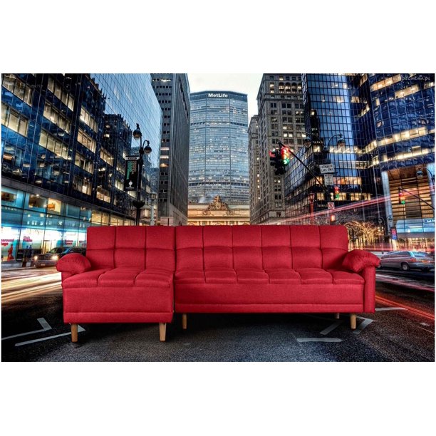 Sofá Cama Modular Reversible Makora Lino Rojo Modelo Crosby | Bodega Aurrera en línea