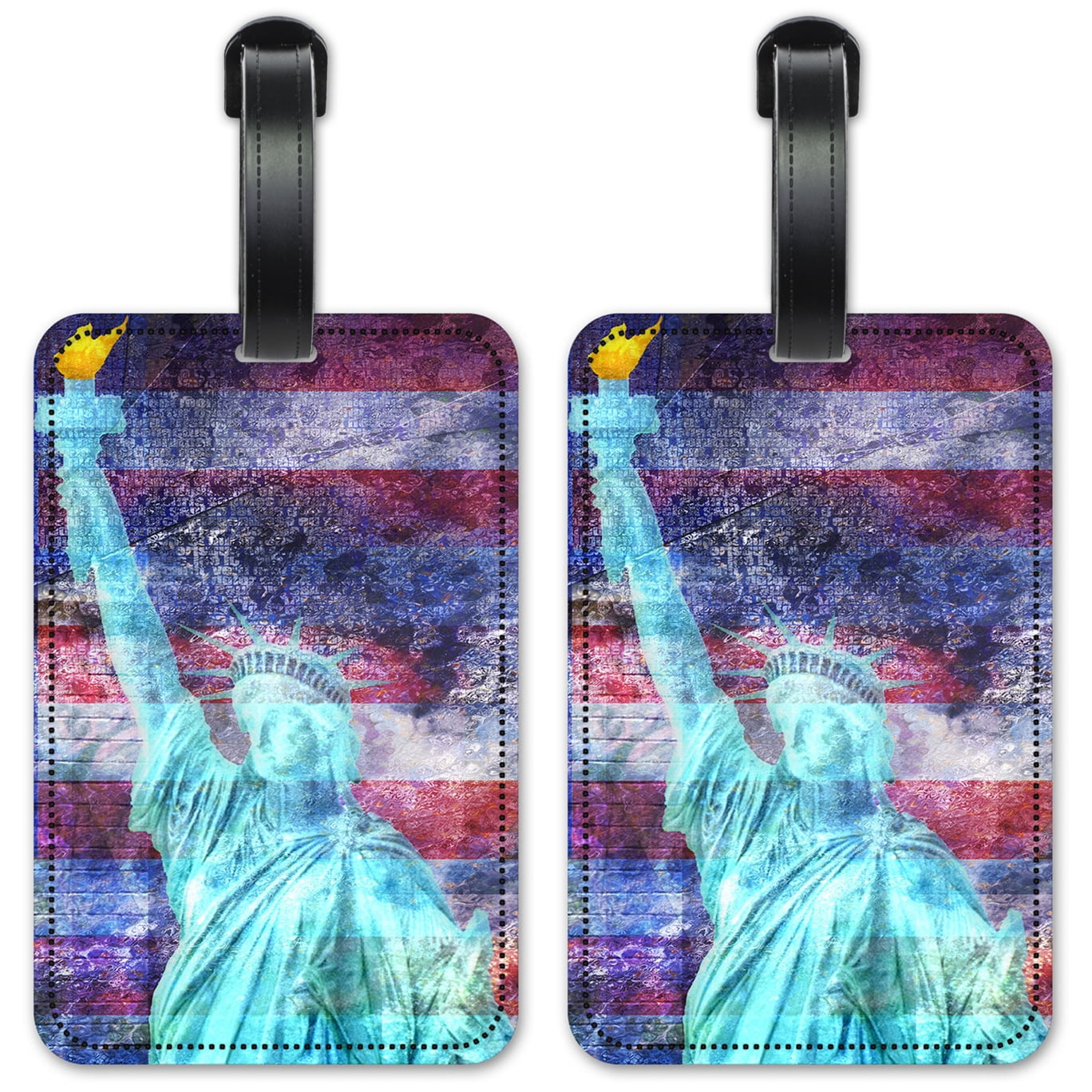Statue of Liberty with Flag Background - Luggage ID Tags / Suitcase ...
