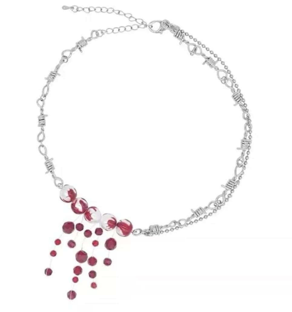 Gothic Vampire Bite Marks Dracula Kiss Blood Thorn and Pearl Necklace ...