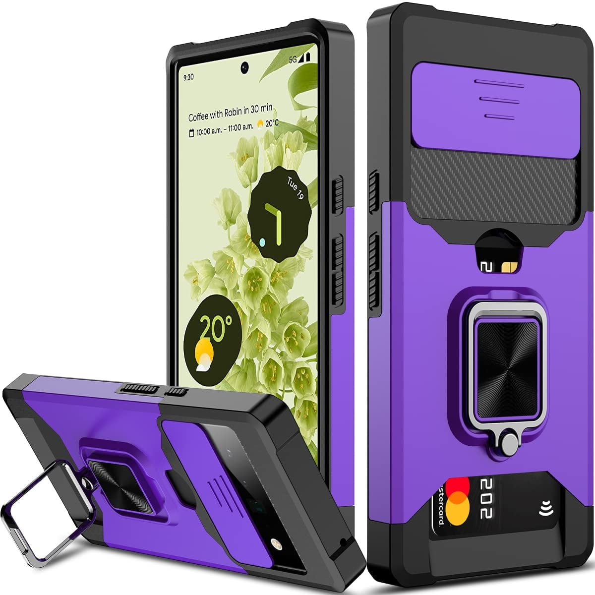 For Google Pixel 6 Case with Sliding Camera Cover Heavy Duty Protective ...