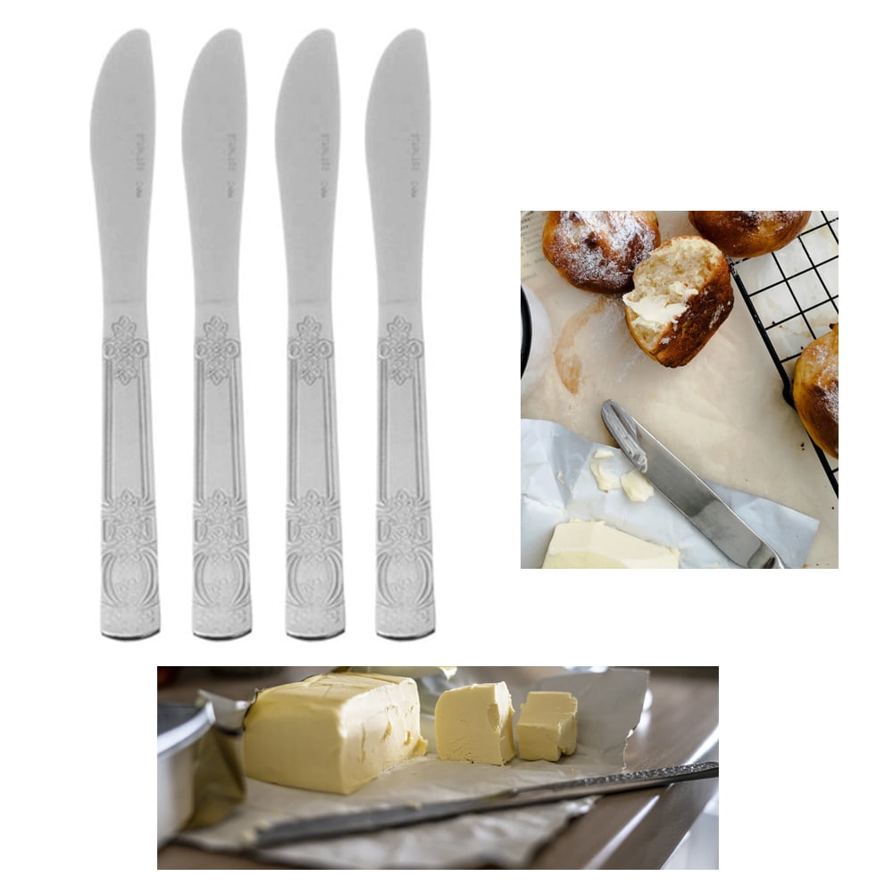 4 Pc Dinner Butter Knife Flatware Set Silverware Cutlery Stainless ...