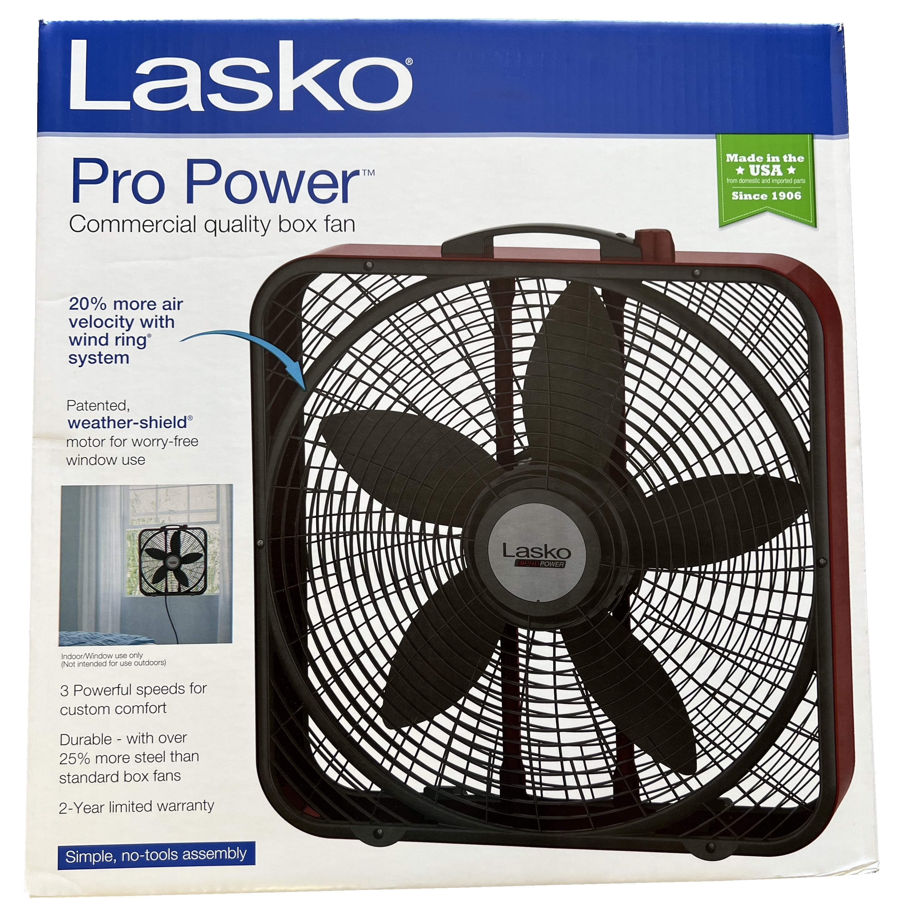 Lasko B20548 3 Speed Pro Power Box Fan - Walmart.com