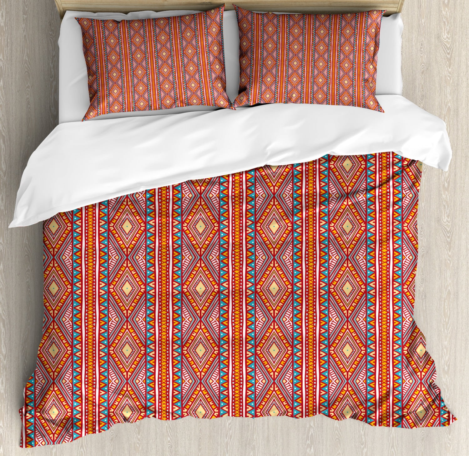 Tribal Duvet Cover Set King Size, Traditional Aztec Style Oriental ...