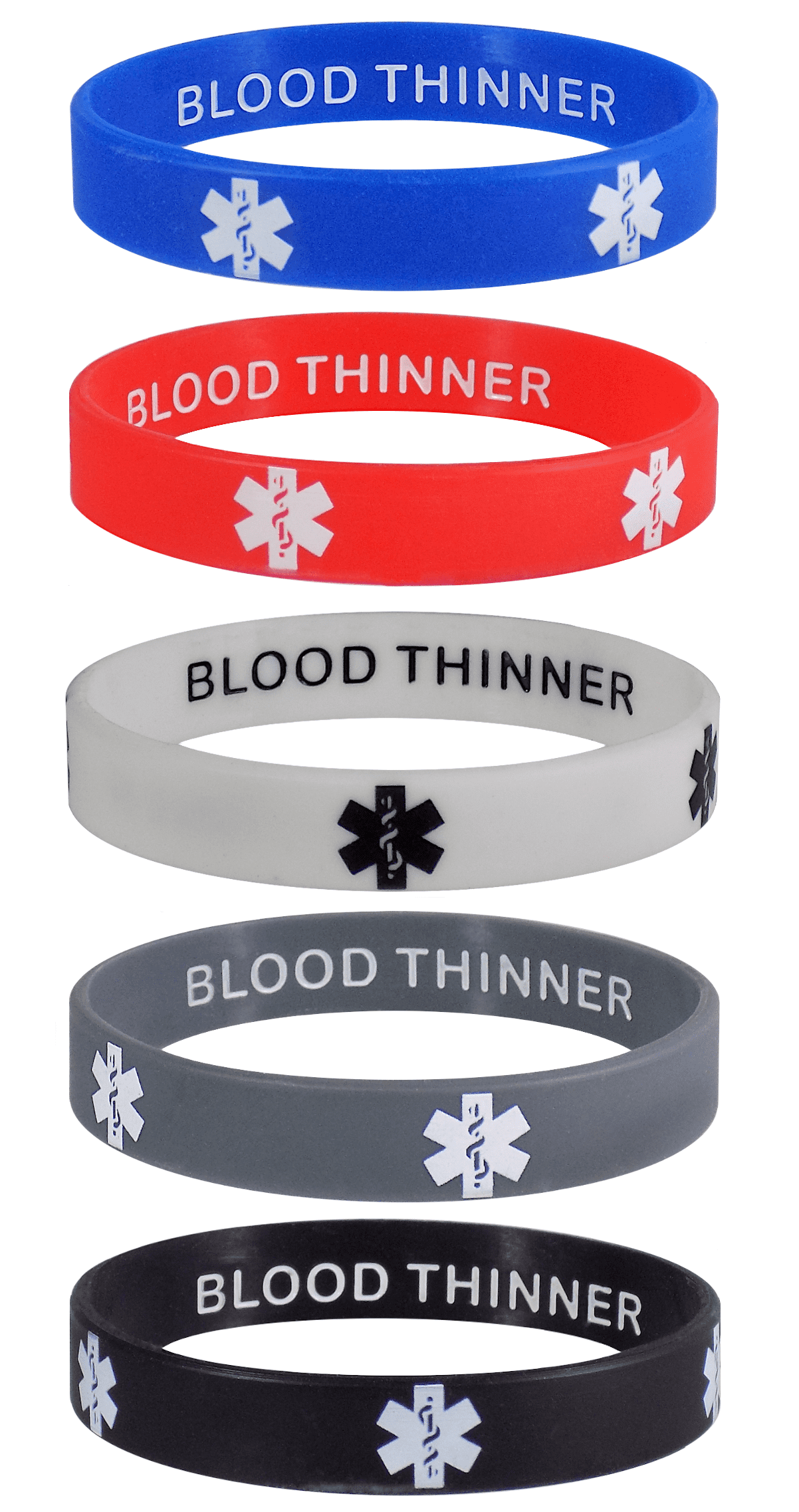 BLOOD THINNER Medical Alert ID Privacy Enhanced Silicone Bracelets ...