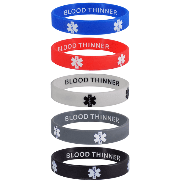 BLOOD THINNER Medical Alert ID Privacy Enhanced Silicone Bracelets ...