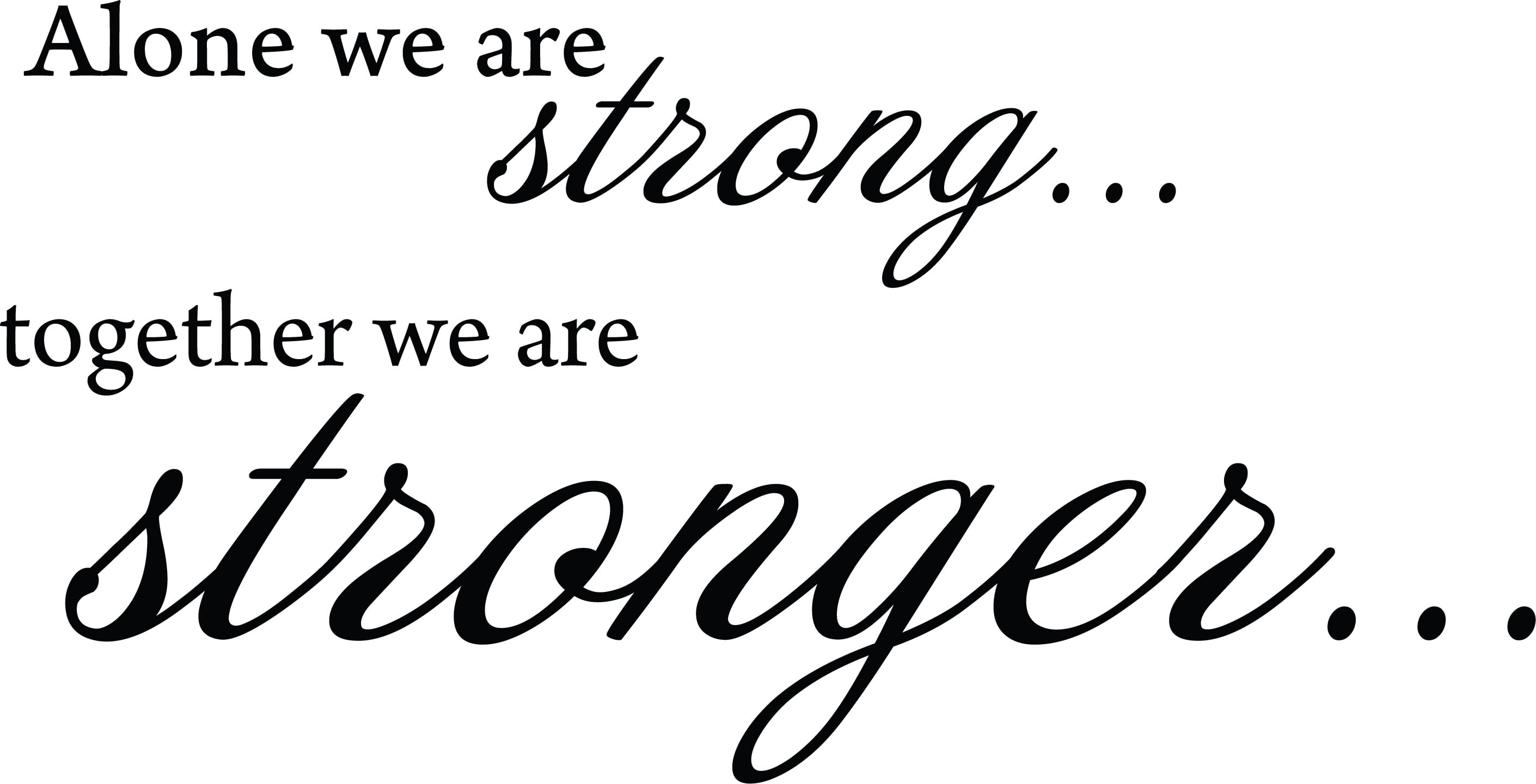 Glossy Black 33" x 17" Decaltor ALONE WE ARE STRONG TOGETHER Lettering ...