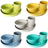 Youngever Bamboo Plastic Kids Dinnerware Set (15pcs Bowls, Plates, Cups ...