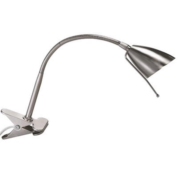 Dainolite 1-Light Halogen Gooseneck Clip-On Lamp - Satin Chrome ...
