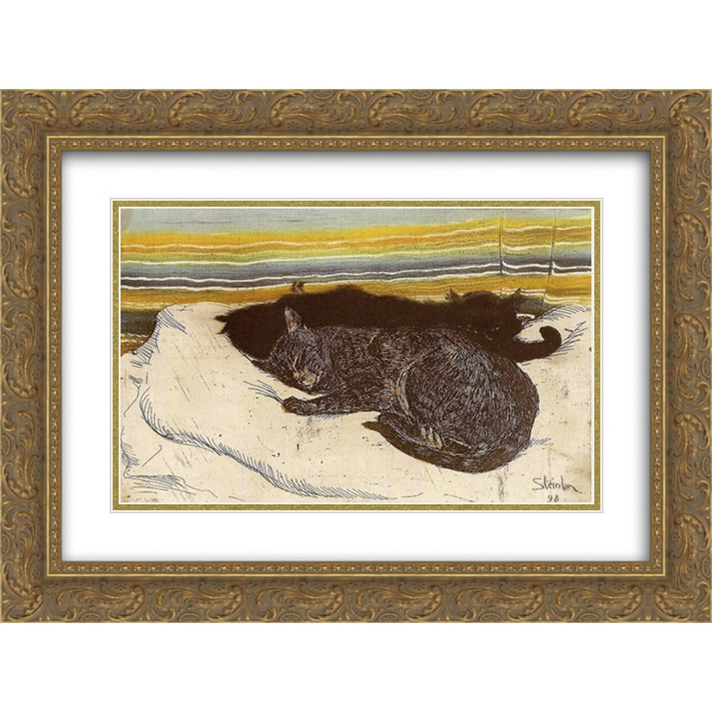 Theophile Steinlen 2x Matted 24x20 Gold Ornate Framed Art Print 'Two ...
